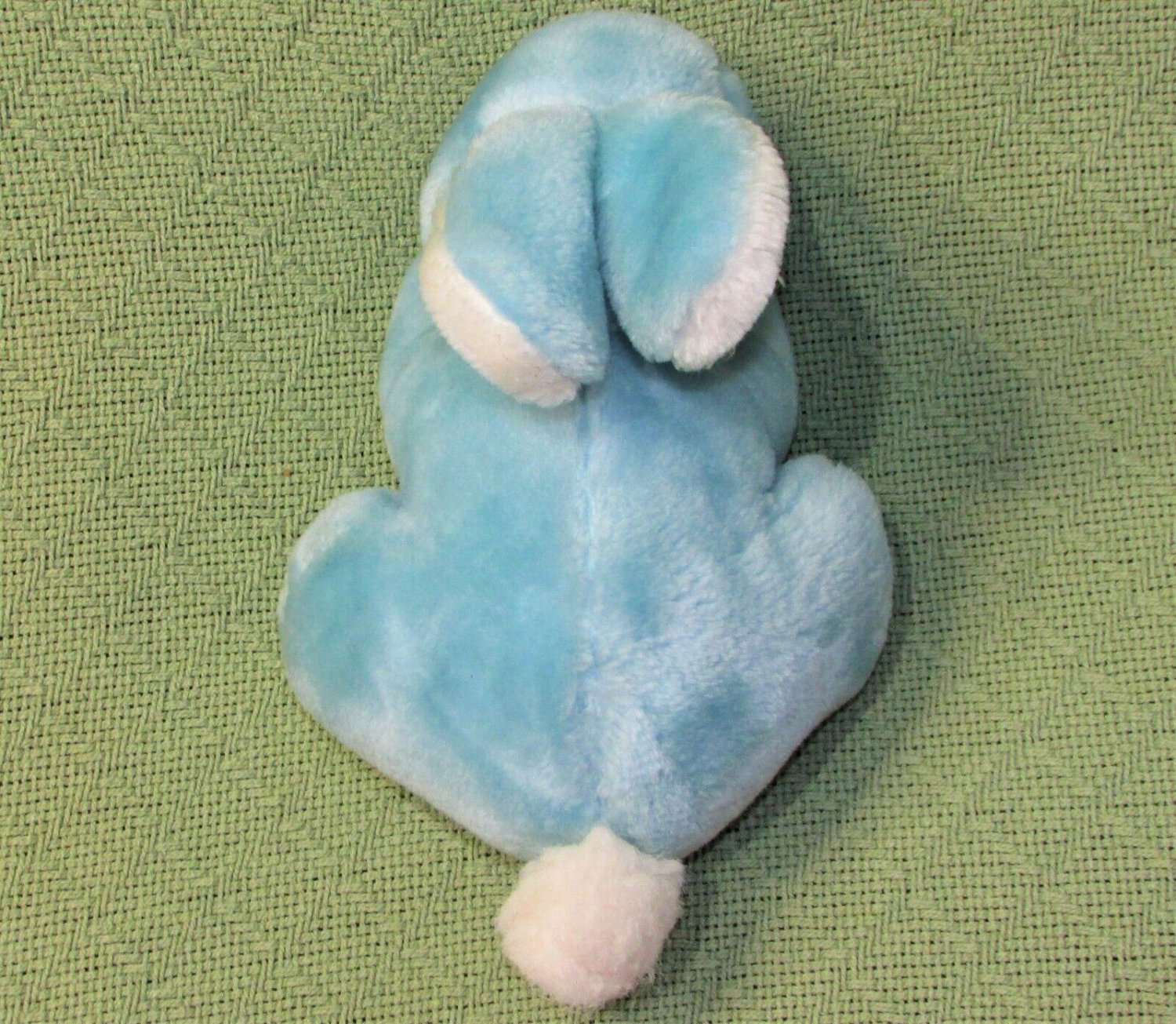 10" VINTAGE BLUE BUNNY RABBIT PLUSH STUFFED ANIMAL WHITE TAIL EARS PINK ...