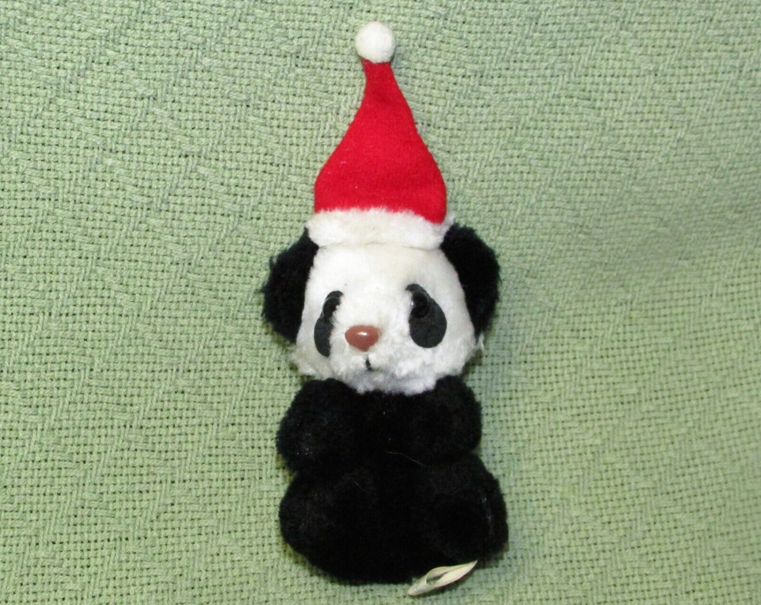 1987 VINTAGE SANTA PANDA BEAR PLUSH SENDAR STUFFED ANIMAL 7" BLACK ...
