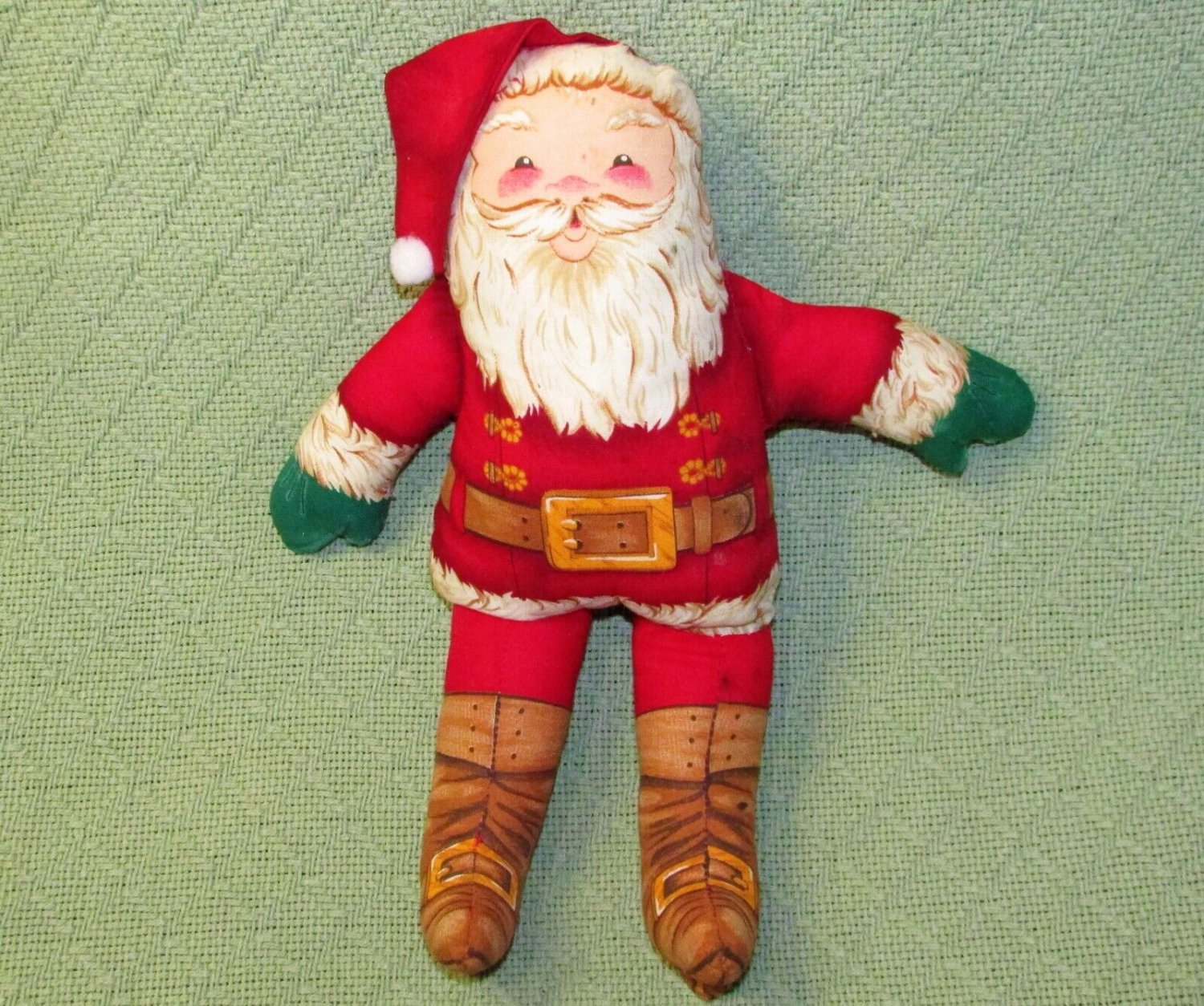 VINTAGE CLOTH SANTA CLAUS PLUSH DOLL 13" STUFFED CHRISTMAS HOLIDAY TOY ...