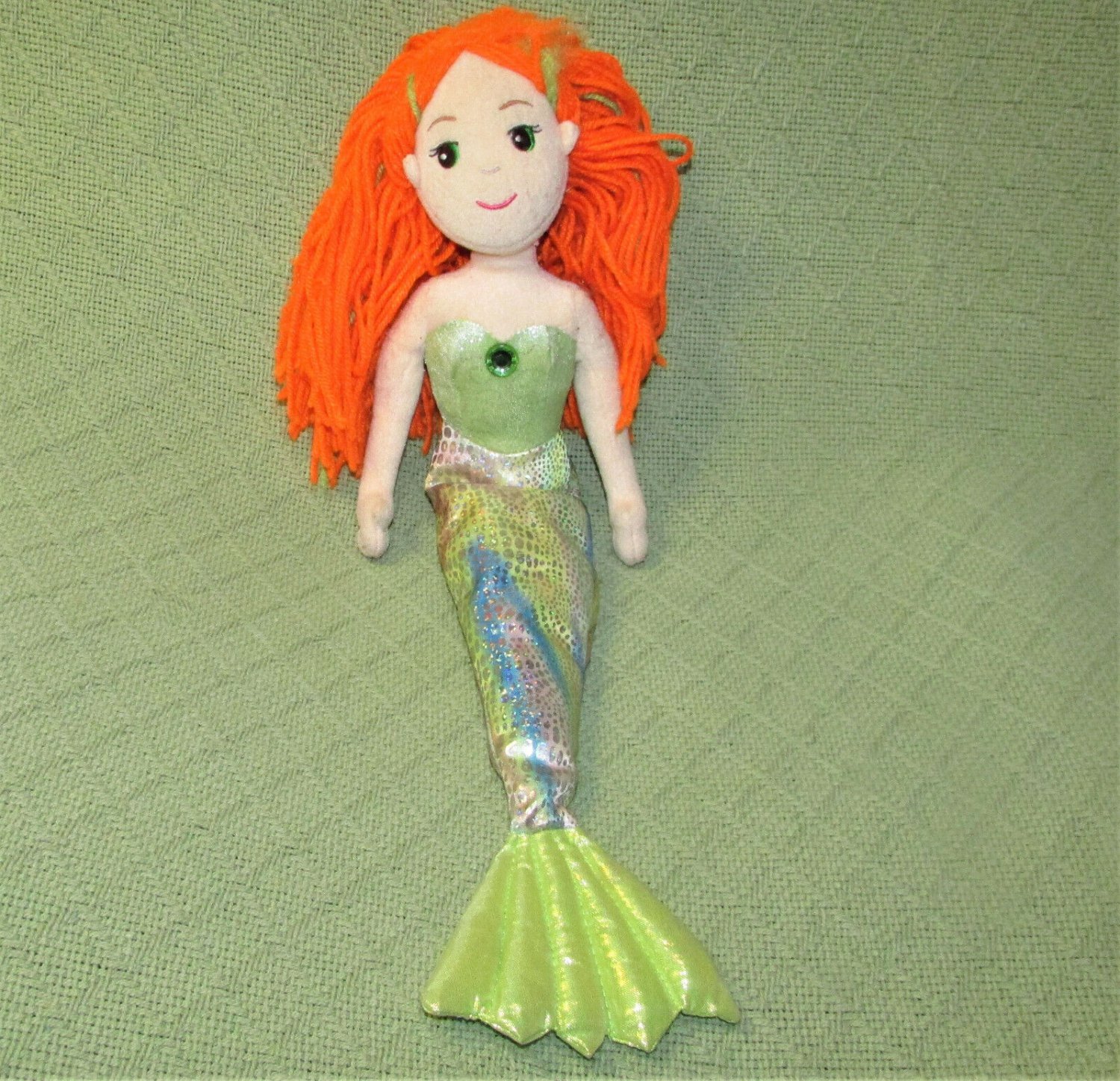 18" AURORA SEA SPARKLES MERMAID PLUSH MERIAL STUFFED DOLL ORANGE HAIR ...