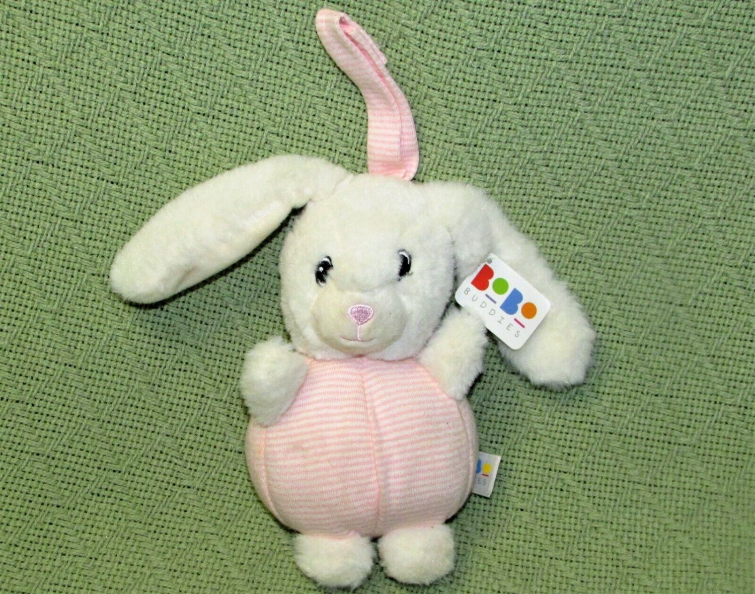 BOBO BUDDIES BETSY BUNNY PLUSH CHIME RATTLE ROLY POLY ROUND BABY 6" TOY ...