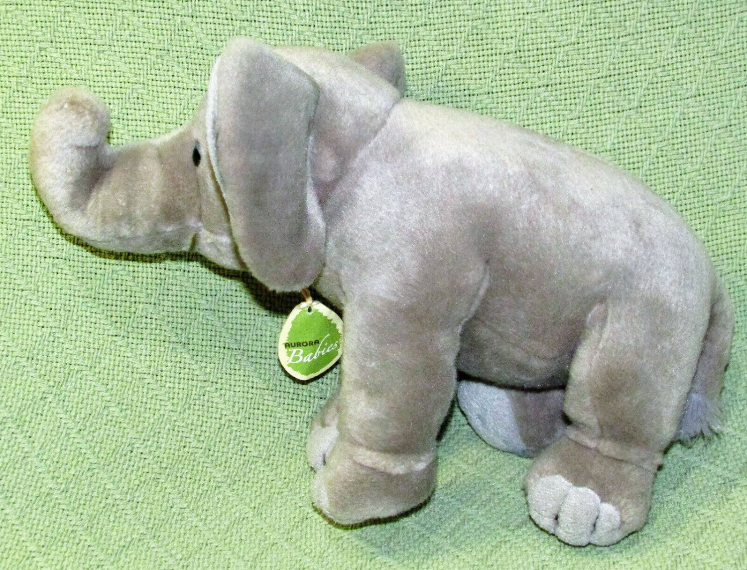 AURORA BABIES ELEPHANT PLUSH 12" STUFFED WILD ANIMAL GREY BLUE EYES ...