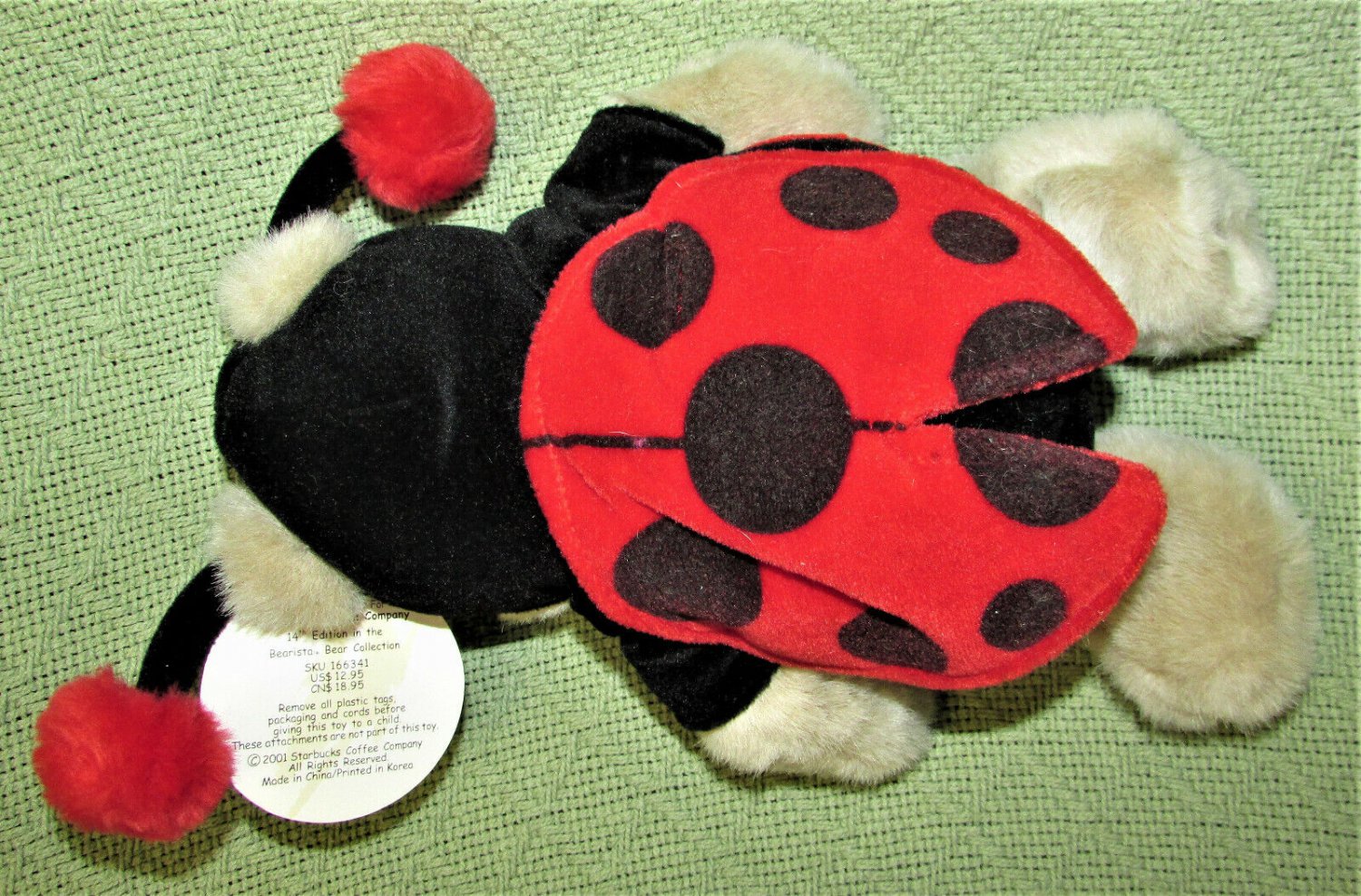 STARBUCKS LADY BUG BEARISTA BEAR WITH TAG PLUSH TEDDY 2001 BUG STUFFED ...