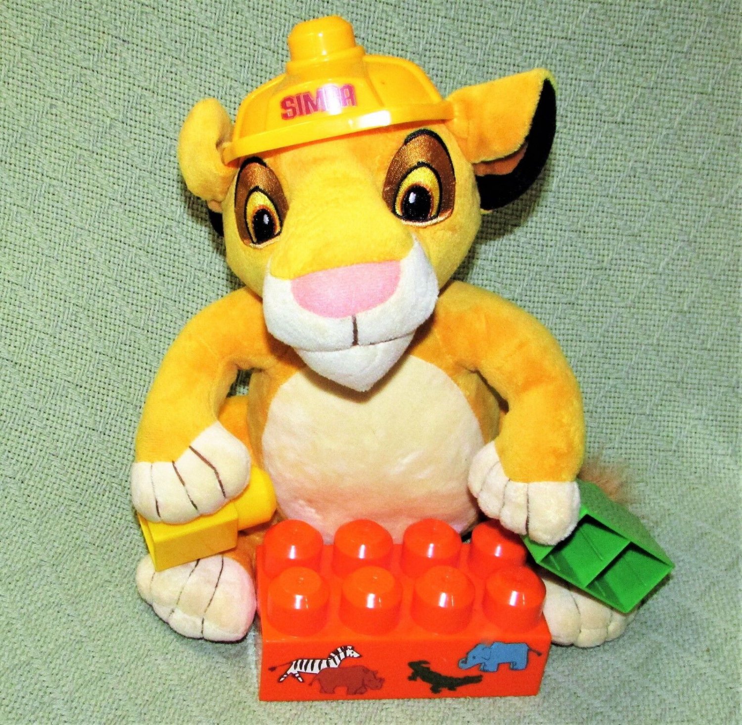 Disney SIMBA MEGA BLOKS Plush Lion King 12" Animal Toy with Hard Hard ...