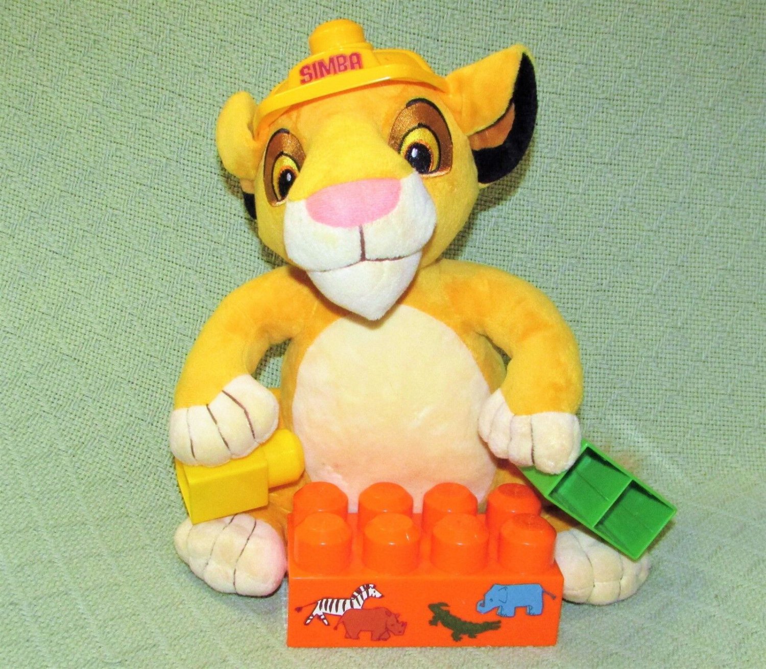 Disney SIMBA MEGA BLOKS Plush Lion King 12" Animal Toy with Hard Hard ...