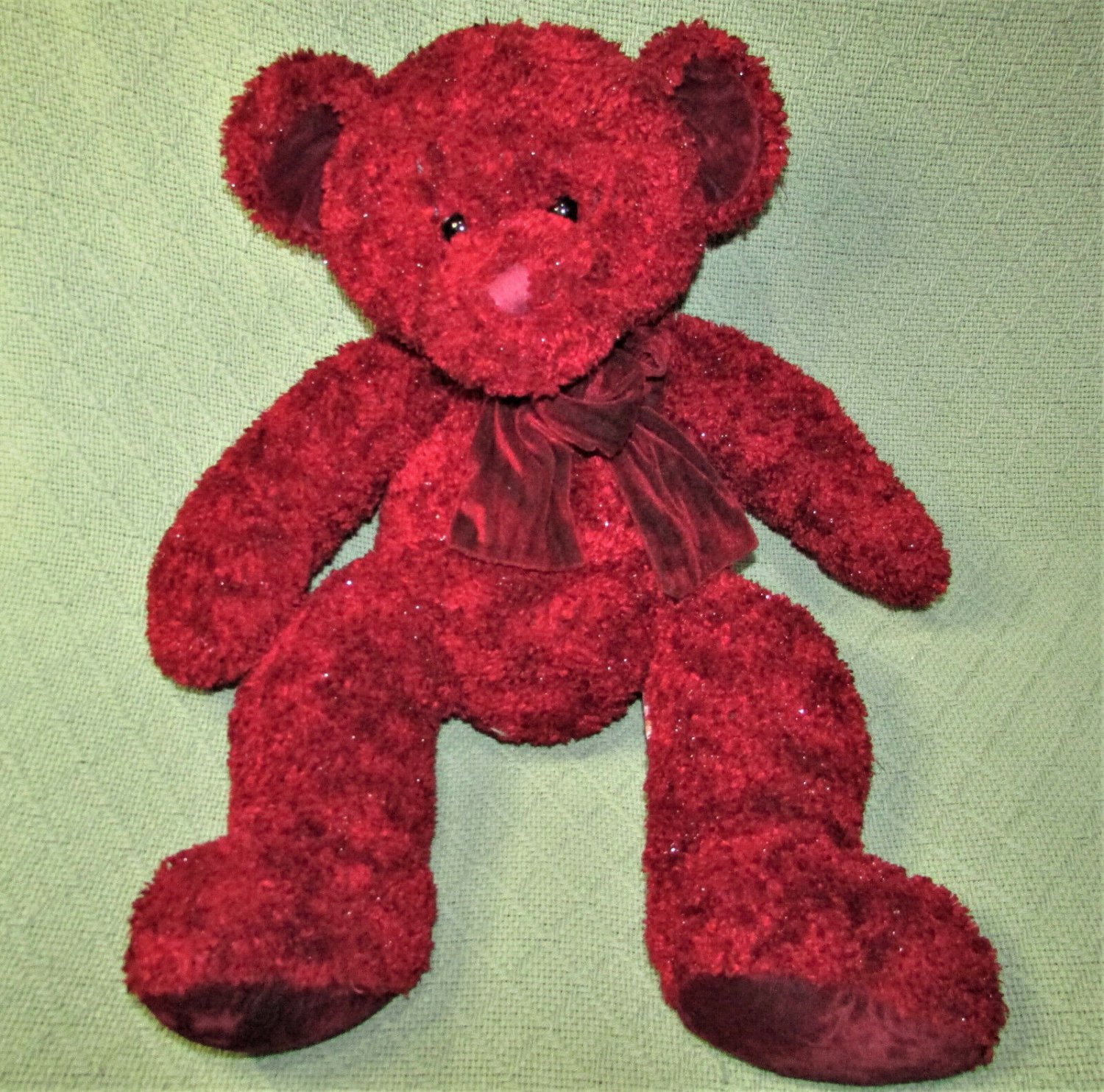 18" RUSS ROSETTA TEDDY BEAR PLUSH SPARKLY RED Stuffed Animal BEANBAG ...