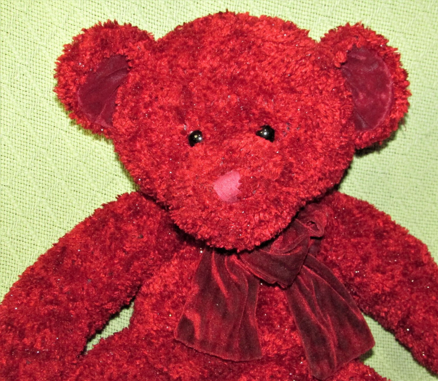 18" RUSS ROSETTA TEDDY BEAR PLUSH SPARKLY RED Stuffed Animal BEANBAG ...