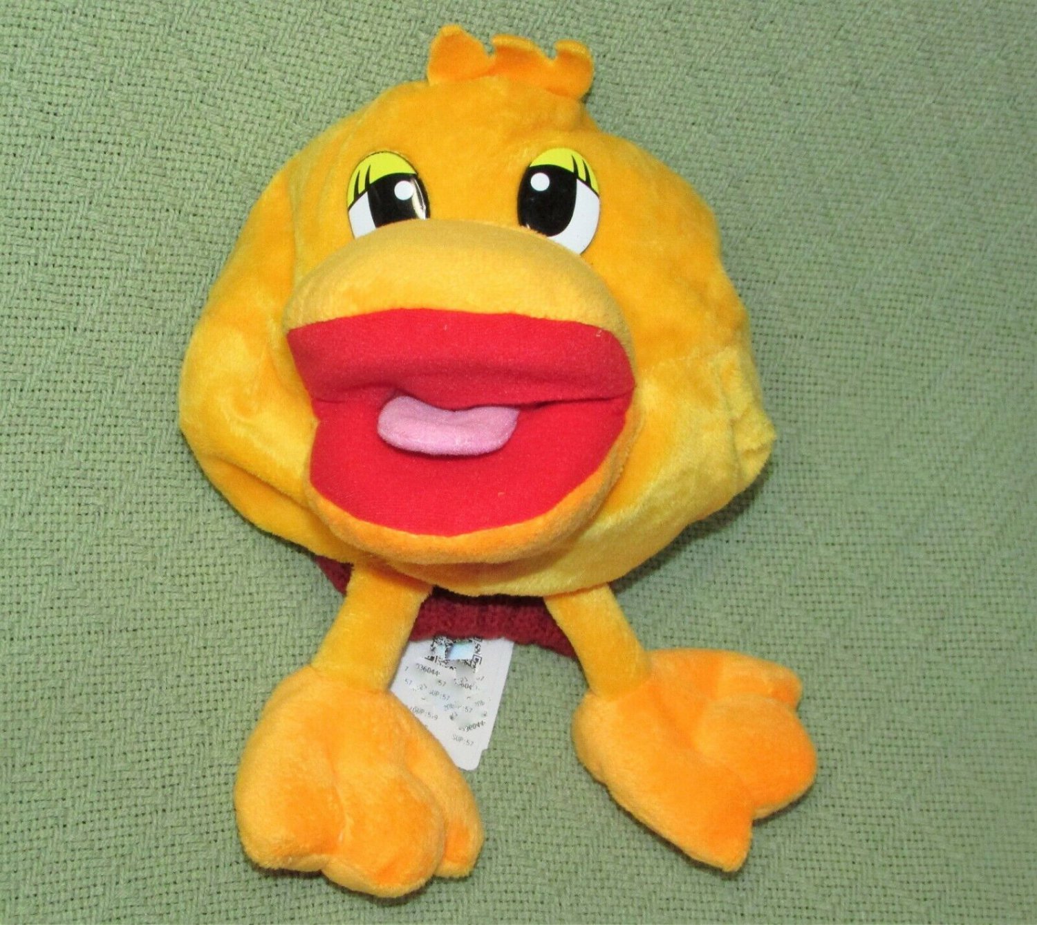 ANICO HAND PUPPET YELLOW DUCK PLUSH STUFFED ANIMAL 10" FULL BODY RED ...