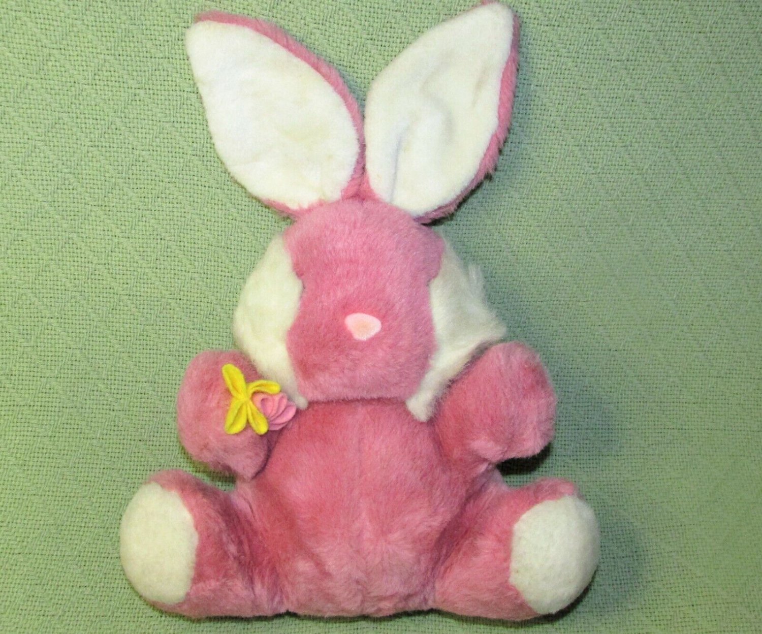 VINTAGE DAN DEE BUNNY HAND PUPPET PLUSH 10" PINK FULL BODY DUSTY ROSE ...