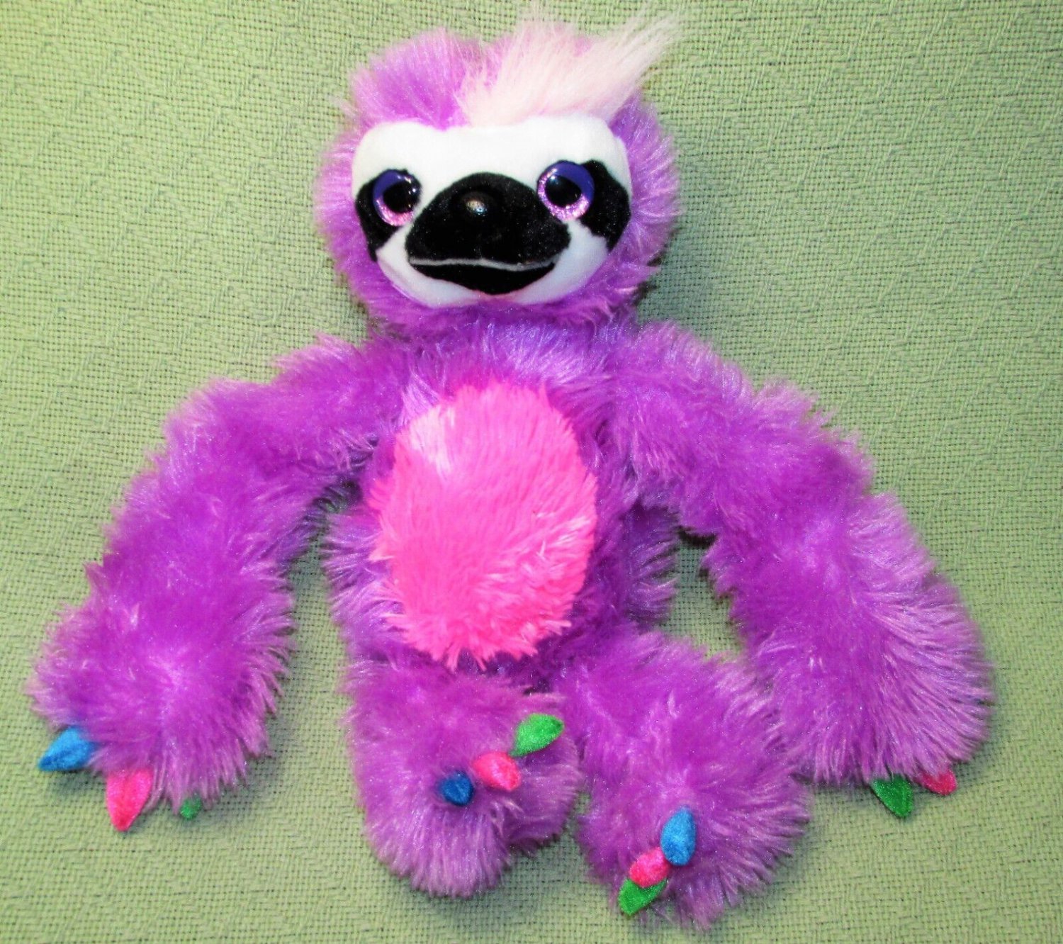 16" WILD REPUBLIC PURPLE SLOTH PLUSH RAINBOW TOES STUFFED ANIMAL HARD ...