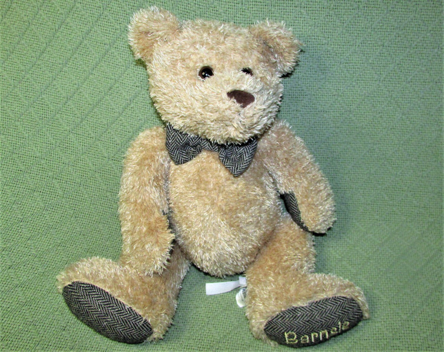 12" BARNES NOBLE BARNSIE TEDDY BEAR PLUSH STUFFED ANIMAL TAN w/CHEVRON ...