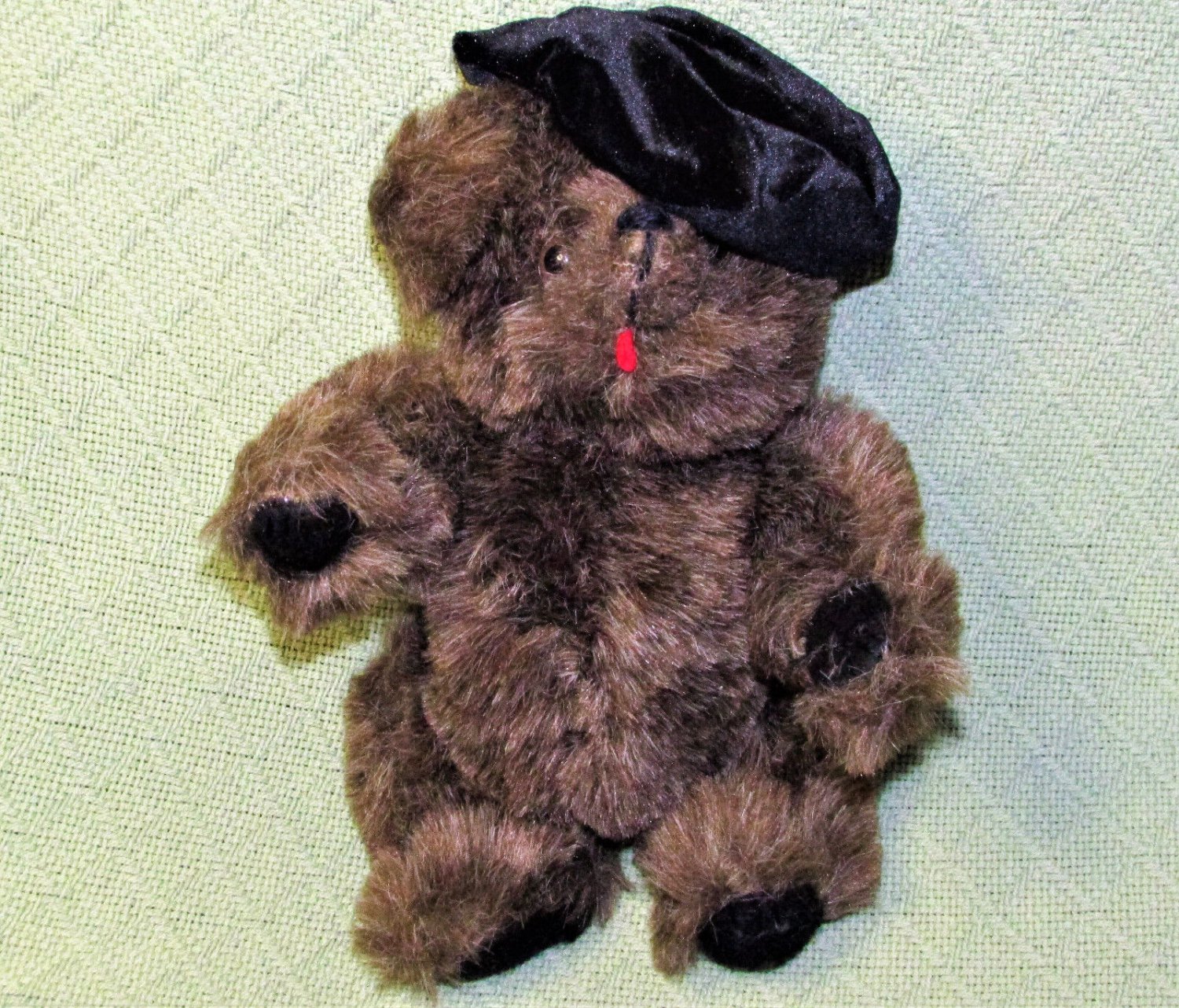 1985 Kent Collectibles JOINTED TEDDY BEAR Jean Steele BROWN Plush BLACK ...