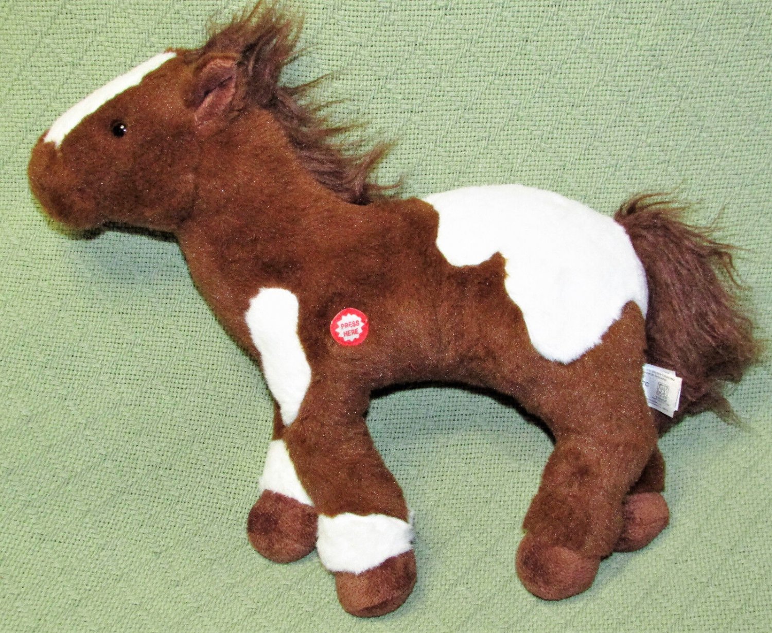 FIESTA HORSE with SOUND PLUSH 13" Stuffed Pony Brown White Spots Animal Toy