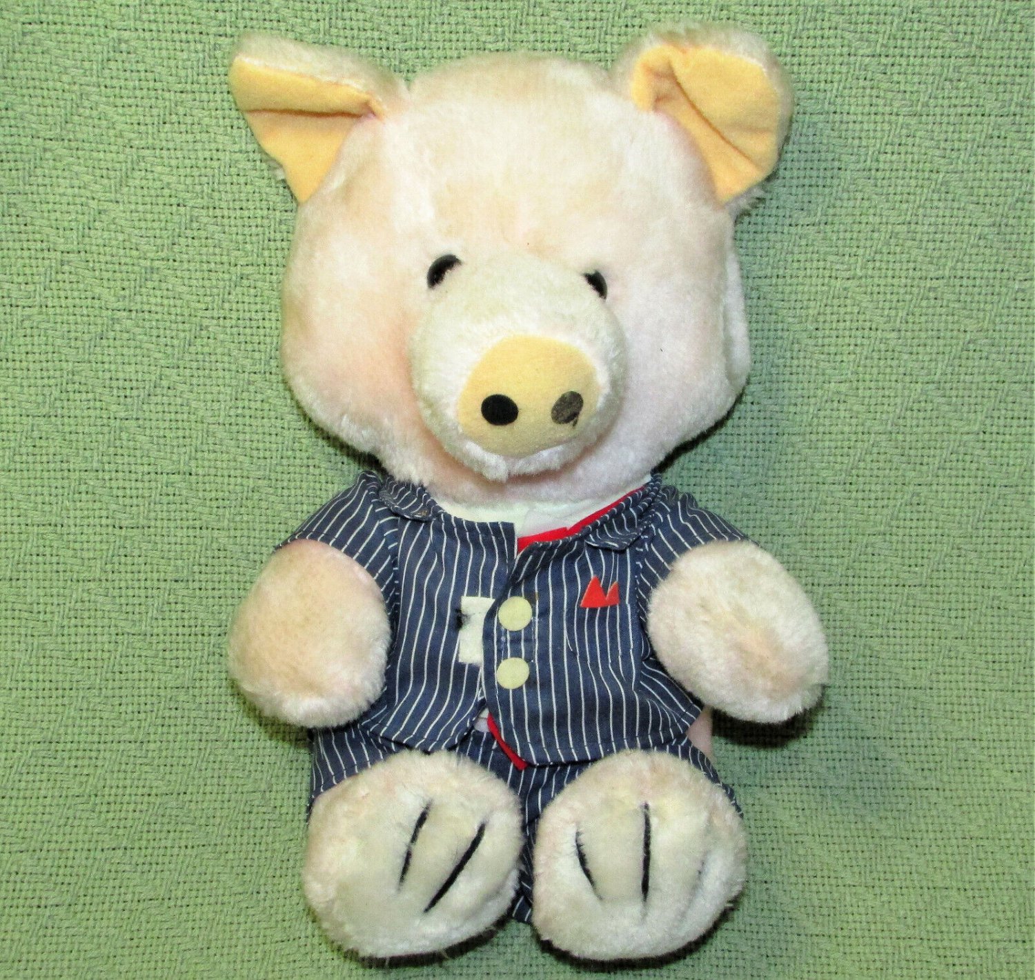 1985 INTERPUR PIG PLUSH BLUE STRIPED SUIT RED TIE RARE STUFFED ANIMAL ...