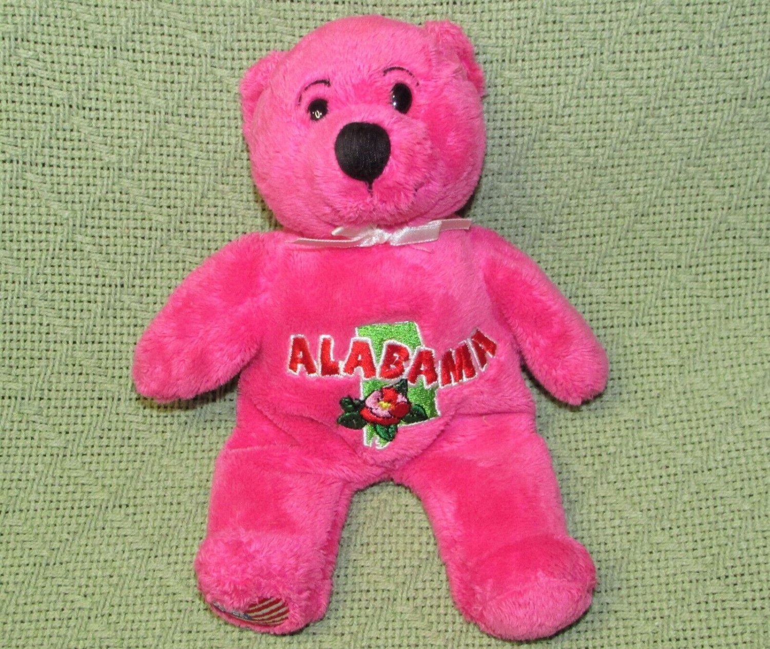 SYMBOLZ ALABAMA BEAR PINK PLUSH BEANBAG 2001 7" STUFFED ANIMAL STATE TOY