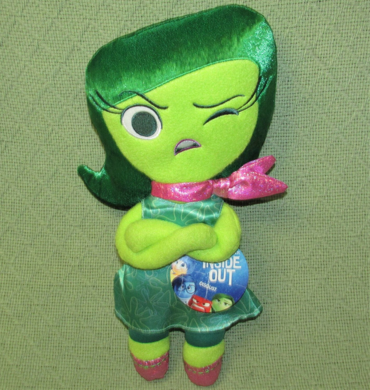 INSIDE OUT DISGUST PLUSH DOLL with TAG 13" DISNEY STORE PIXAR STUFFED ...