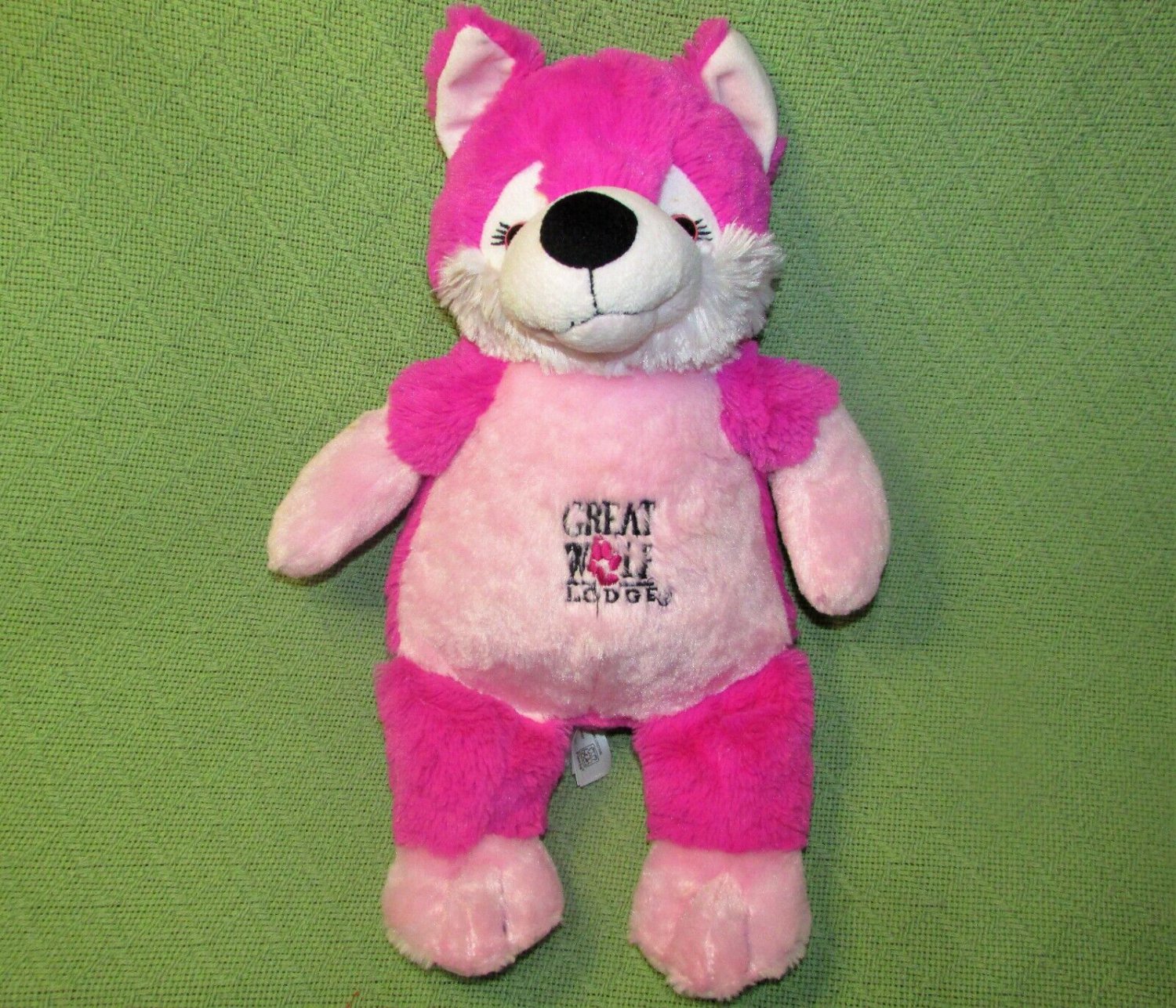 15" GREAT WOLF LODGE FIESTA PINK STUFFED ANIMAL LOGO PLUSH TOY ZIPPERED ...