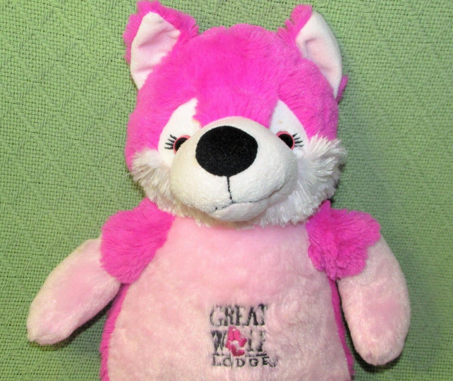 15" GREAT WOLF LODGE FIESTA PINK STUFFED ANIMAL LOGO PLUSH TOY ZIPPERED ...