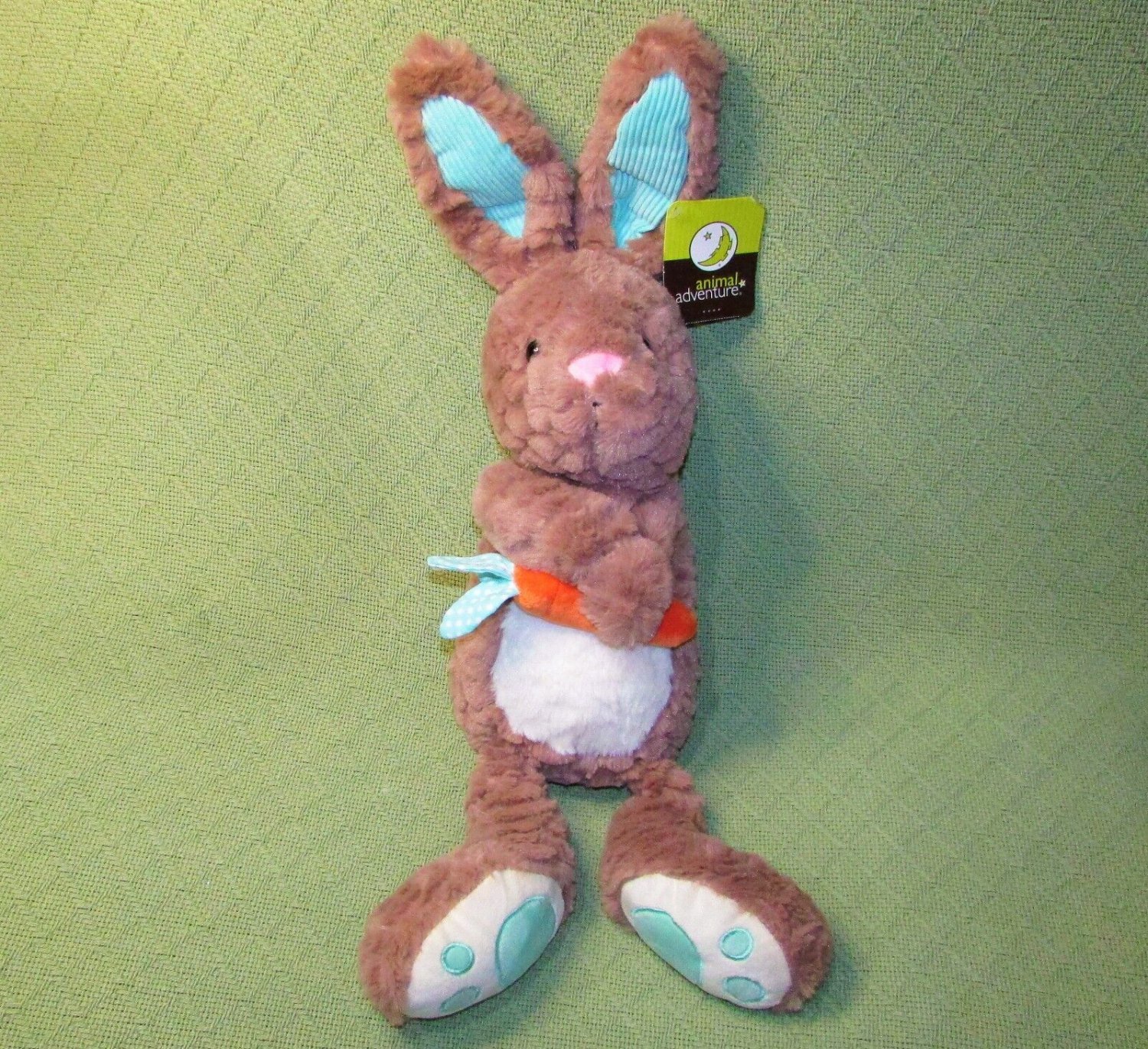 18" ANIMAL ADVENTURE RABBIT PLUSH BROWN BUNNY HANG TAG ORANGE CARROT ...