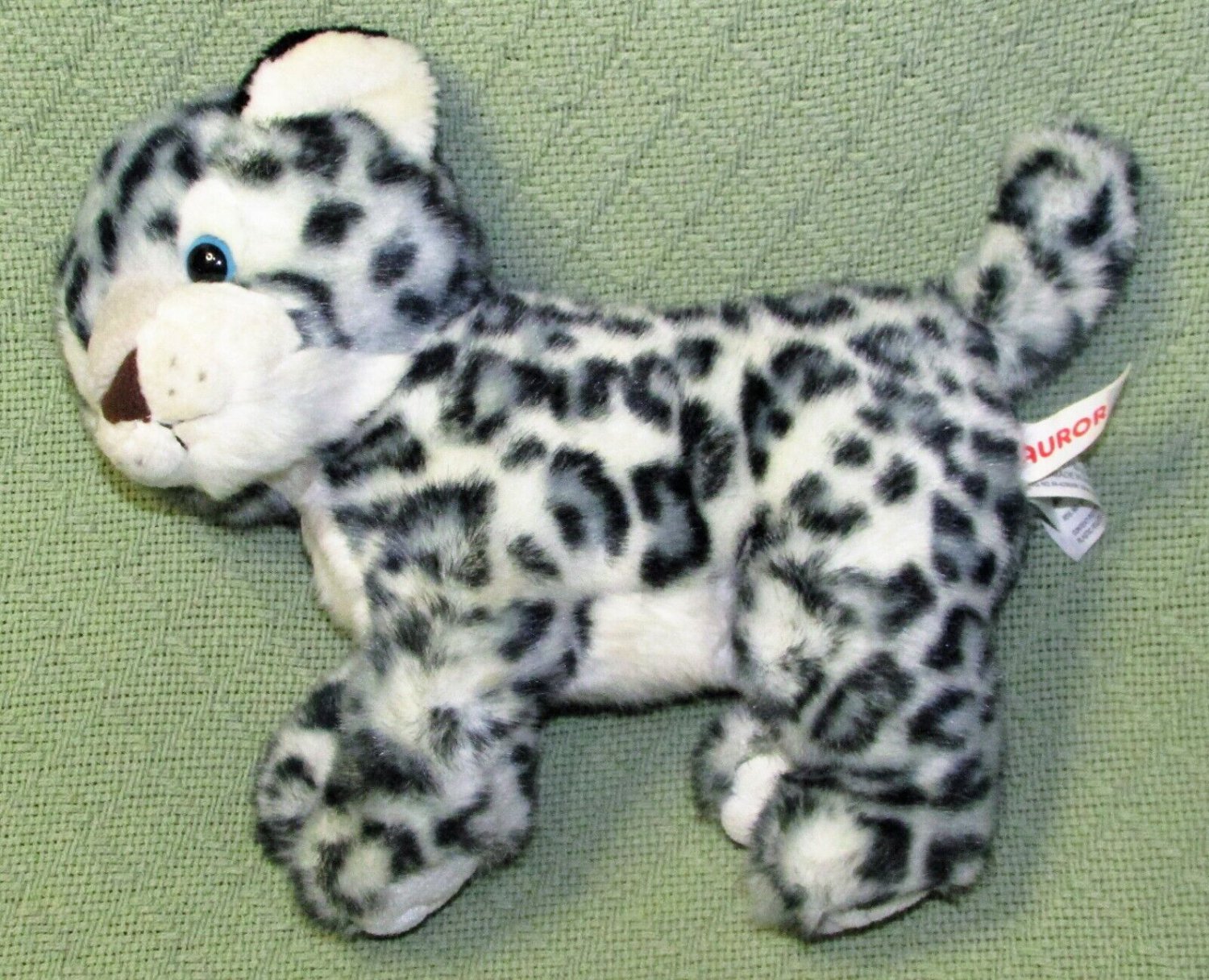 AURORA SNOW LEOPARD PLUSH 10" STANDING STUFFED ANIMAL GRAY SPOTTED ...