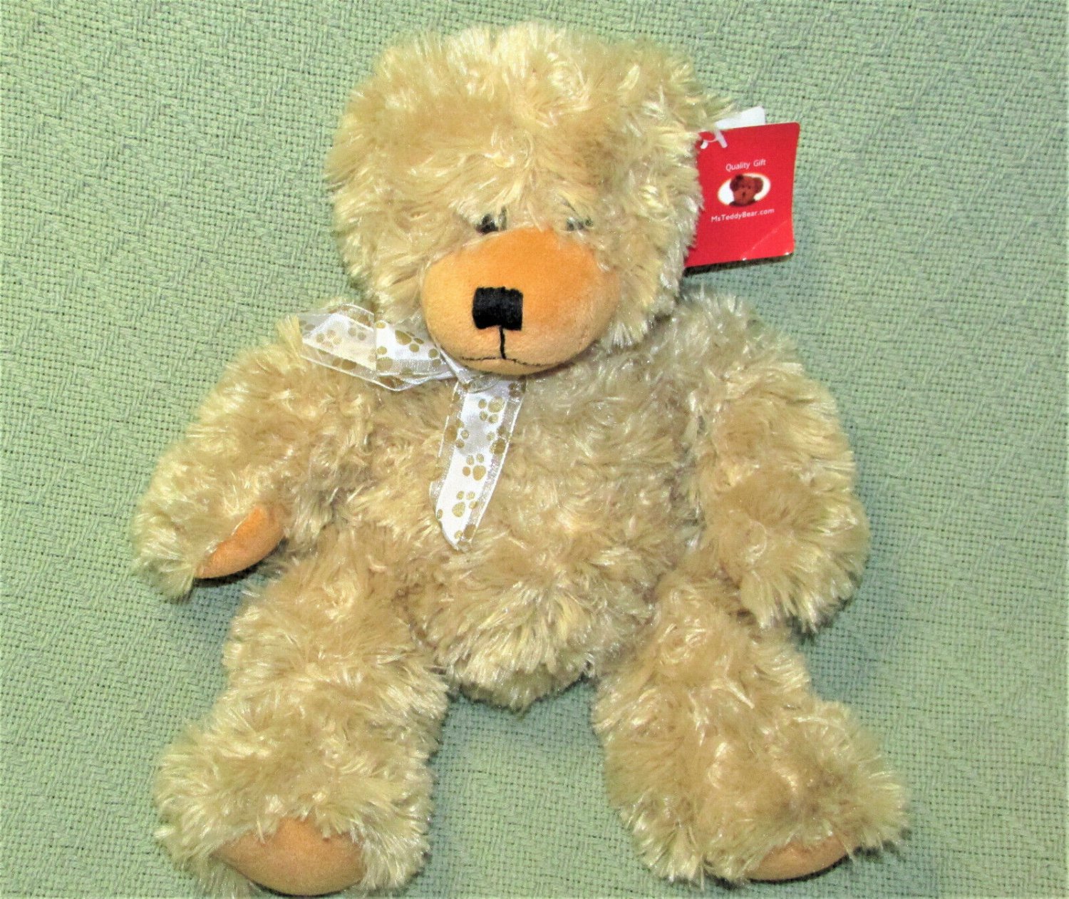 MS TEDDY BEAR TAN STUFFED ANIMAL WITH ORIGINAL HANG TAG 12" PAW PRINT ...