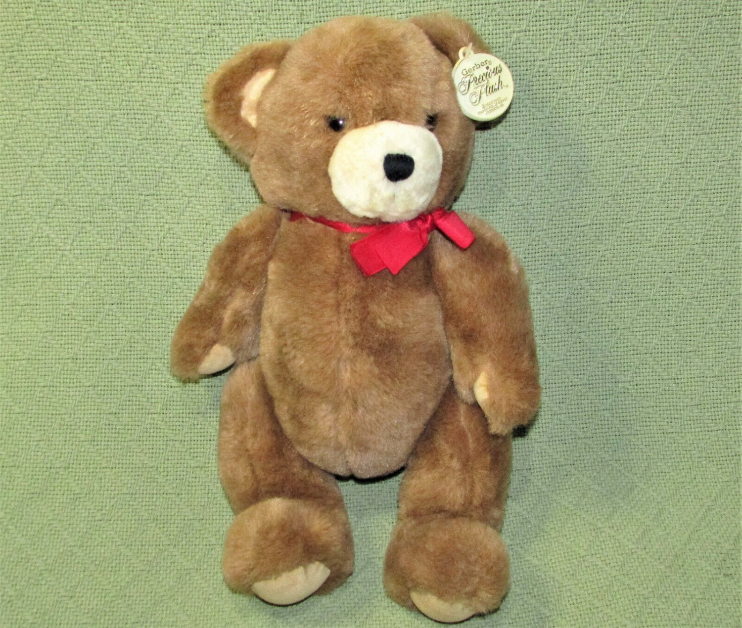VINTAGE GERBER PRECIOUS PLUSH TEDDY BEAR 15" JOINTED STUFFEDANIMAL W ...