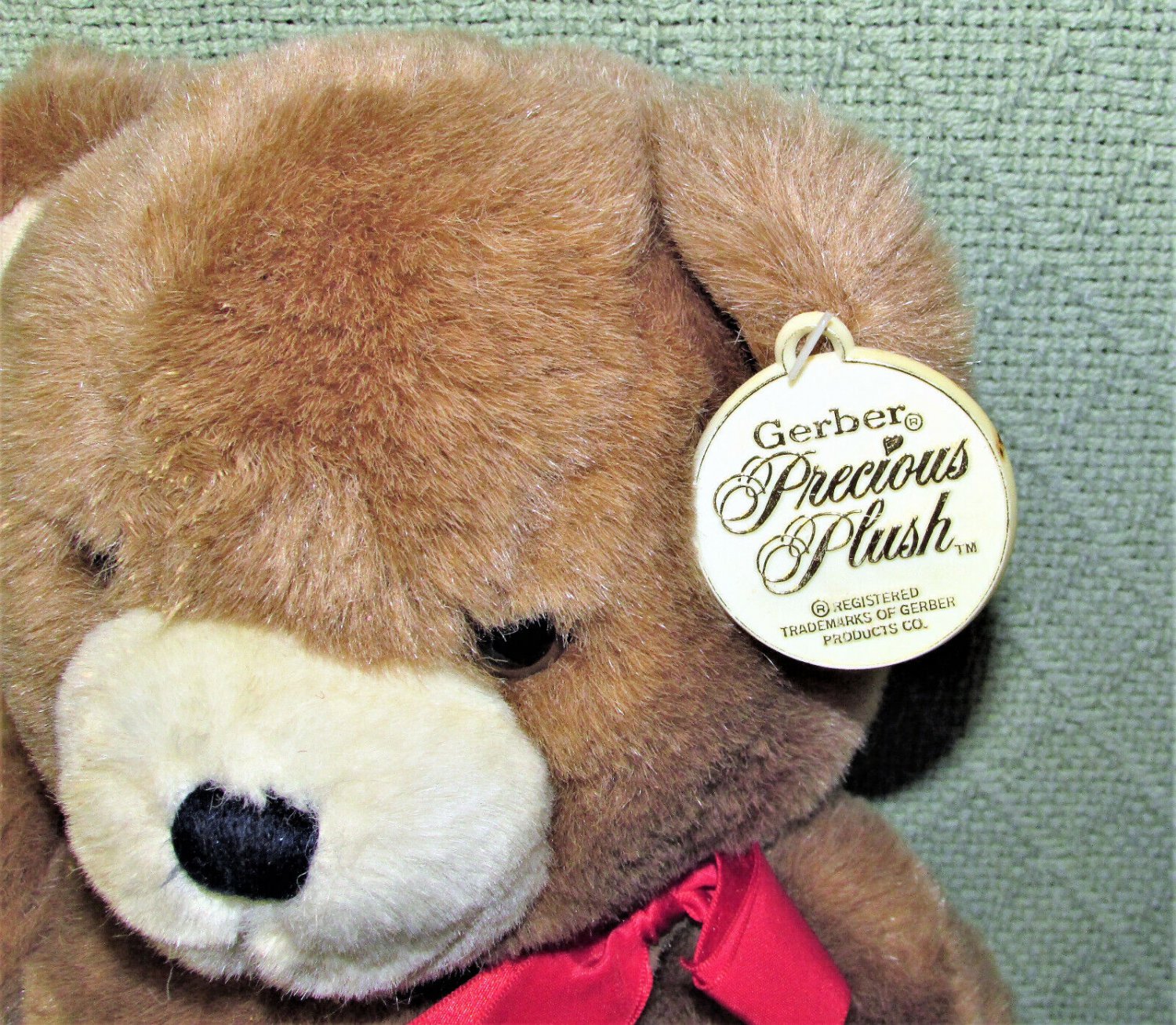 VINTAGE GERBER PRECIOUS PLUSH TEDDY BEAR 15" JOINTED STUFFEDANIMAL W ...