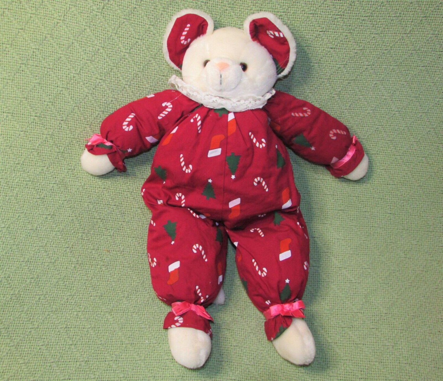 VINTAGE CHRISTMAS MOUSE 17" PLUSH CREATIONS RED CANDY CANE JUMPER ...