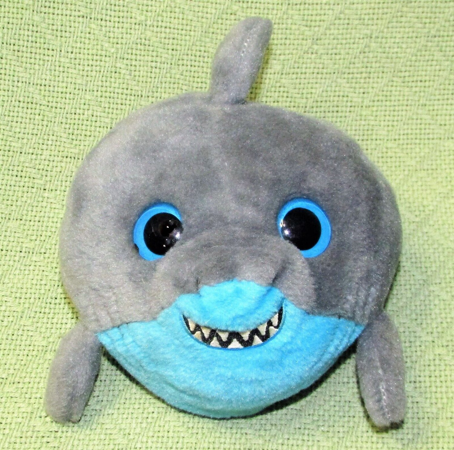 PETTING ZOO BABY SHARK PLUSH ROUND GRAY BLUE BIG EYED SMILING ROUND ...