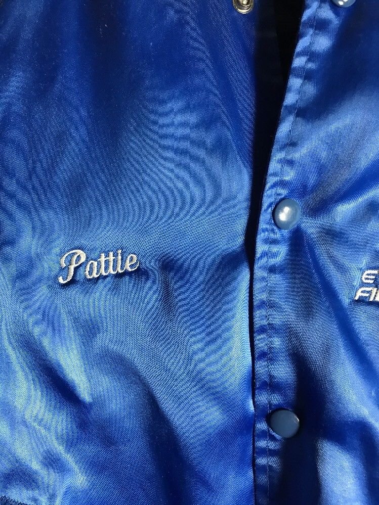 Blue Satin Jacket Small Lined Auburn Sportswear Evanite Fiber Vintage 80s