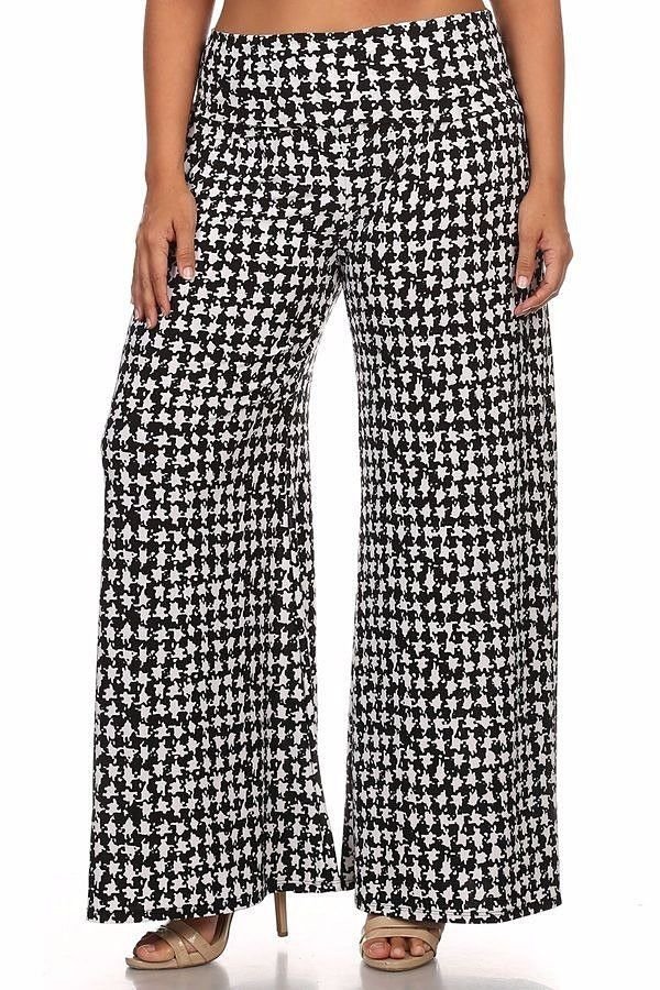 Splot Print Fold Over Waist Long Wide Leg Palazzo Lounge Pants