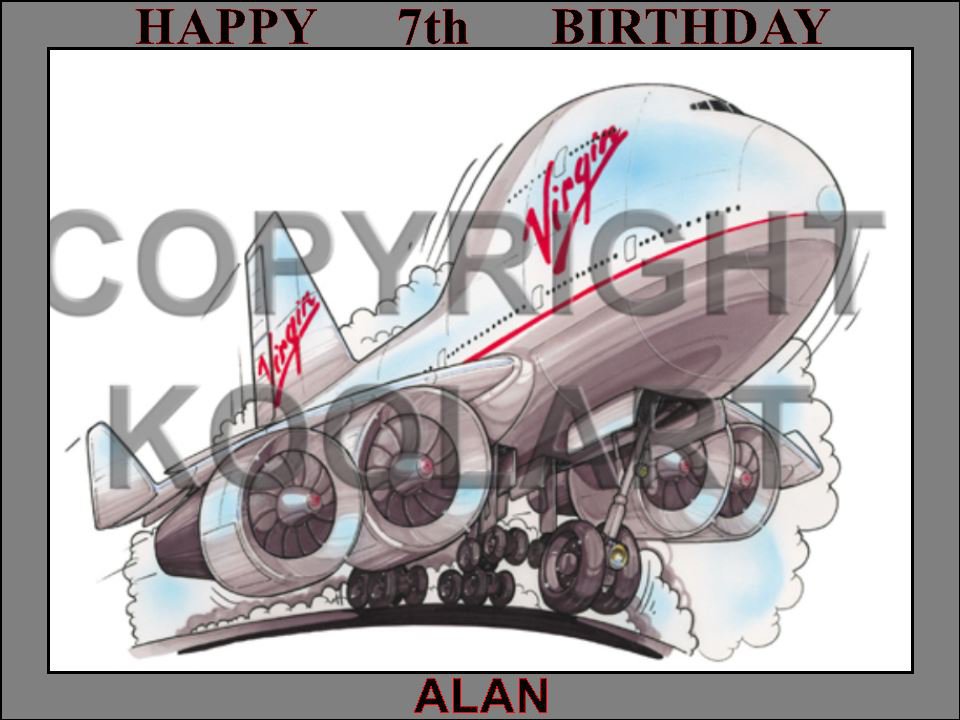 631 - VIRGIN BOEING 747 AEROPLANE - KOOLART PERSONALISED 10" X 7.5 ...