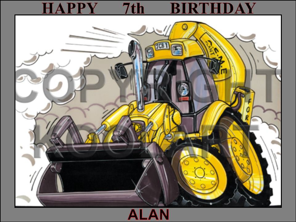 174 - JCB DIGGER - 10" X 7.5" EDIBLE ICING CAKE TOPPER