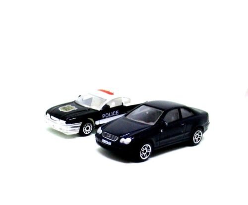 SET*2 CAR MODELS, MERCEDES CLK COUPE+N.Y.P.D POLICE CAR,REALTOY 1:59/1:64