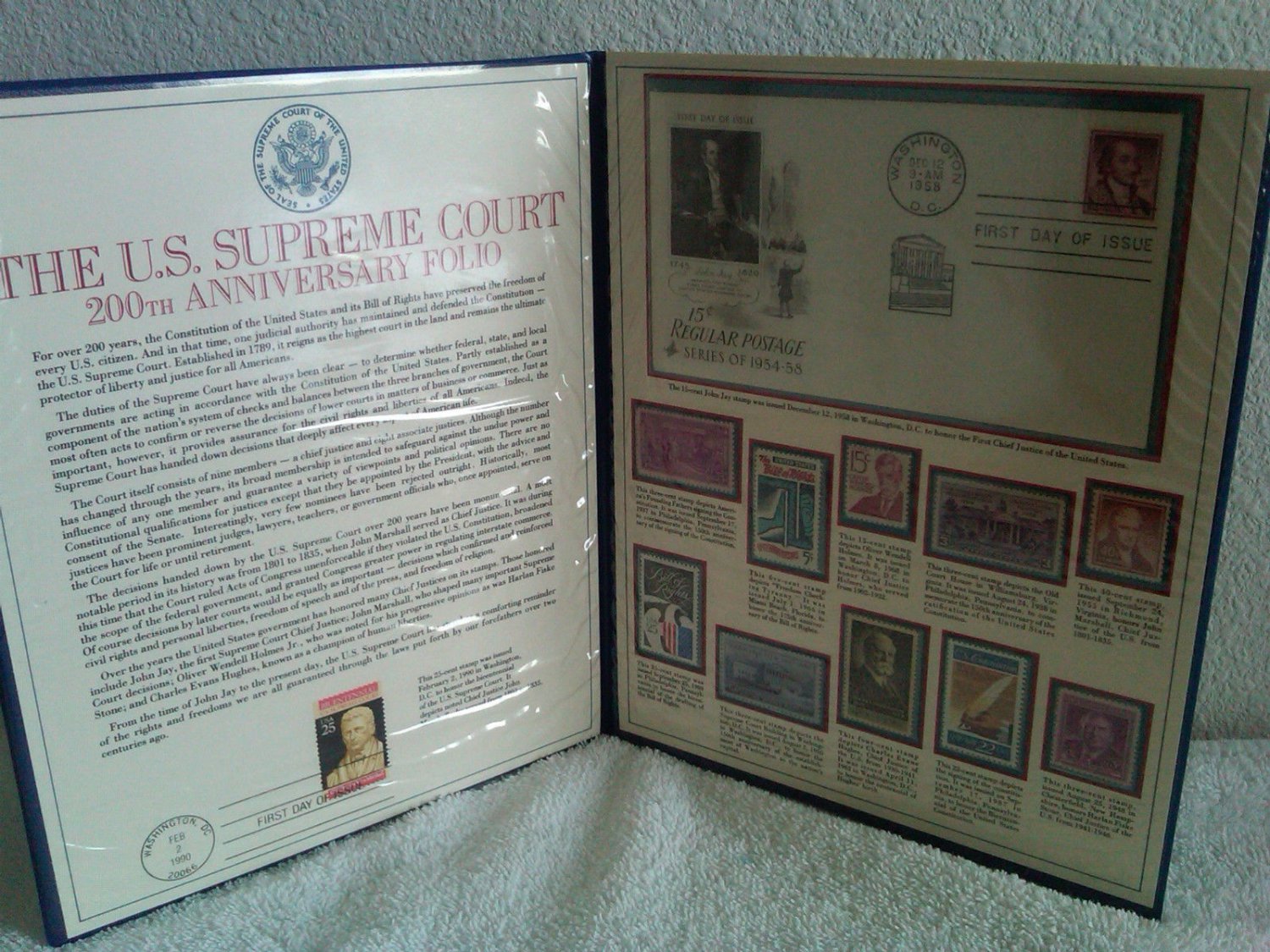 FDR + U.S. Supreme Court Commemorative Stamp Folios - 2 Folio Set