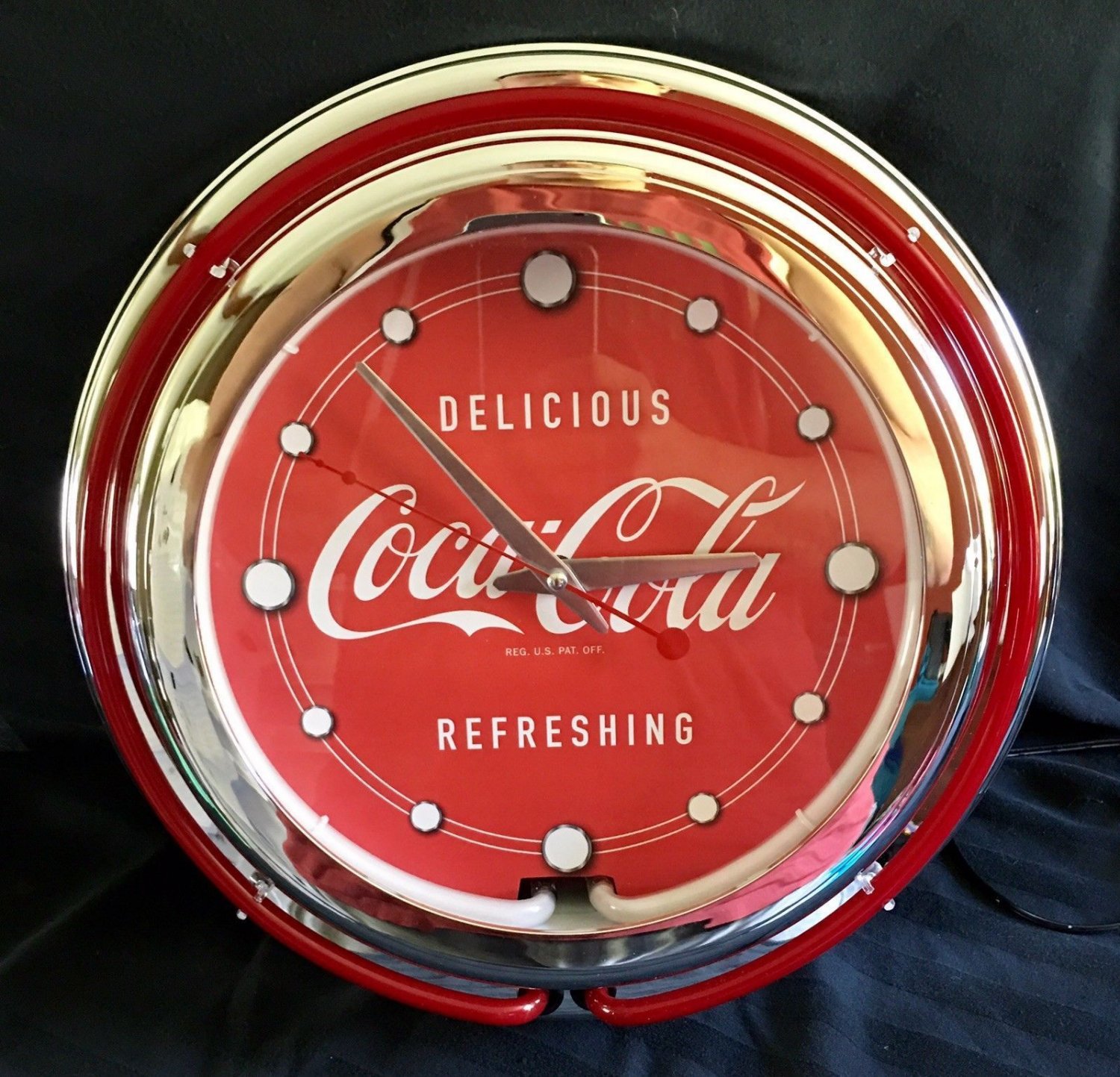 Vintage Style Coca-Cola Neon Lighted Advertising Clock