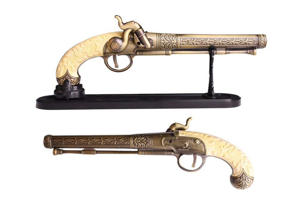 Flintlock Duel Pistol Spanish Cavalier Replica w/Stand