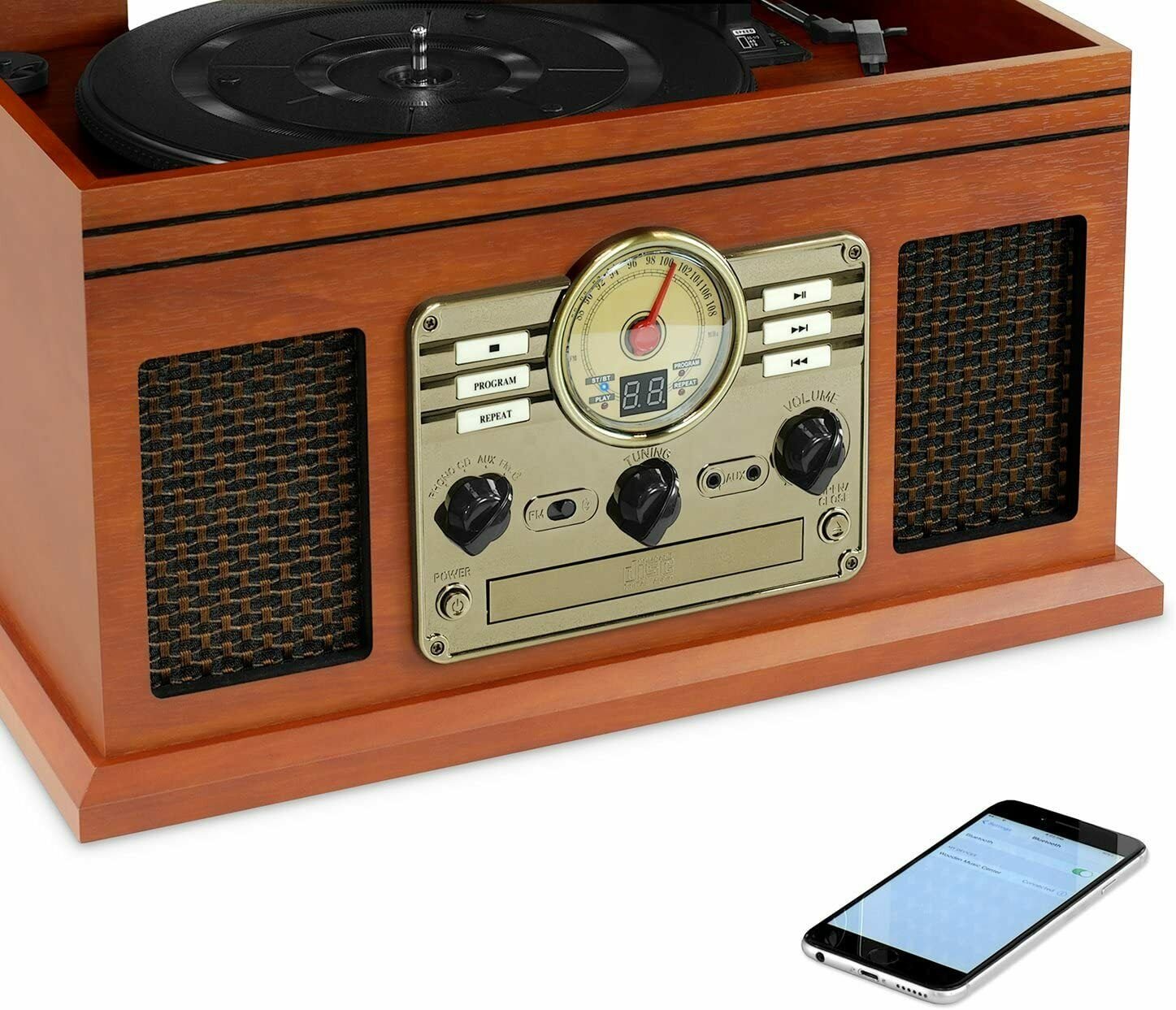 Victrola Nostalgic Classic Wood Bluetooth Turntable Entertainment Center