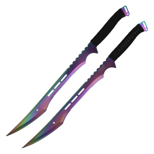 Dual Full Tang Blade Rainbow Ninja Sword Machete