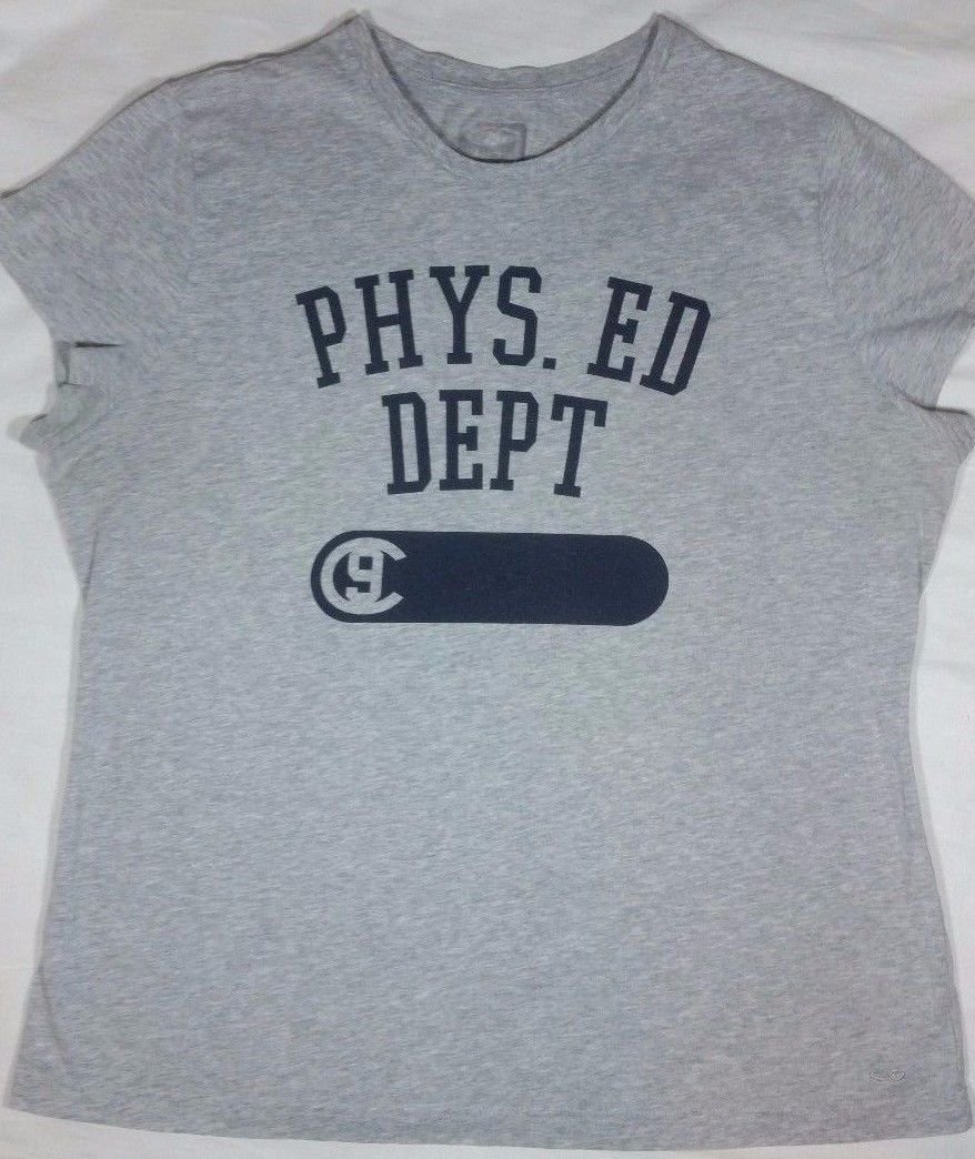 Physical Education Tee Heather Gray T-Shirt PE Womens Size XL Champion ...