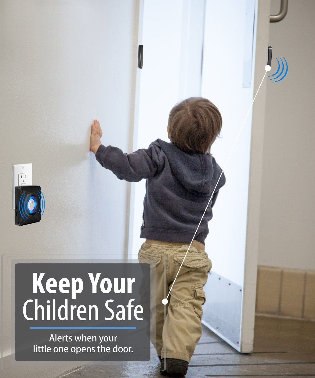 Wireless Magnetic Alarm Door Sensor Alert Bell Business Entrance Set ...