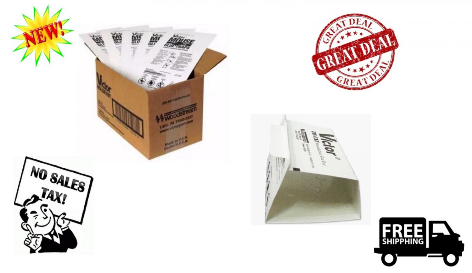 Victor Tin 72 Mouse Glue Traps Sticky Trap Cat Mice Boards Repellents ...