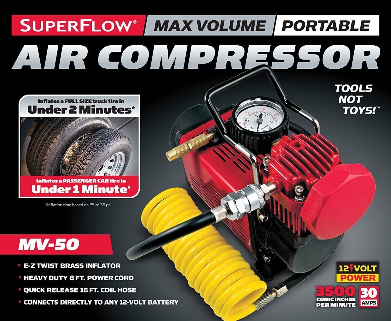 12V Air Compressor High Volume Off Road Heavy Duty Inflate Tires RV SUV ...