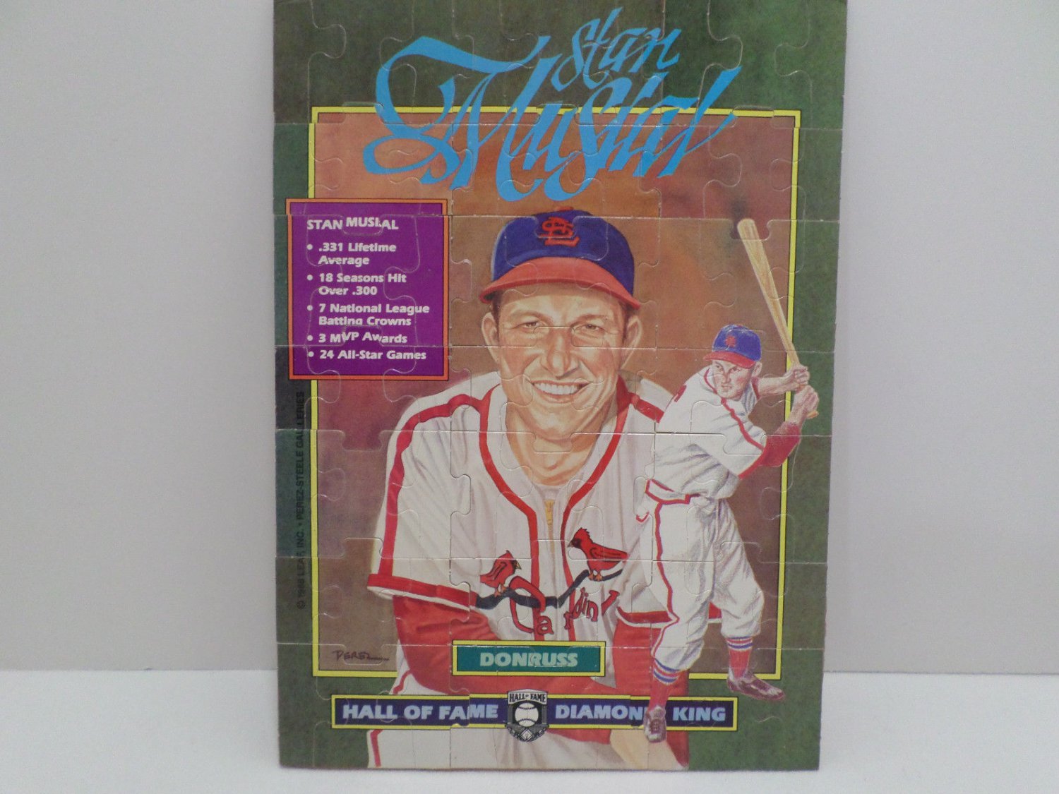 1988 Stan Musial Cardinals Puzzle Donruss Hall Of Fame Diamond King