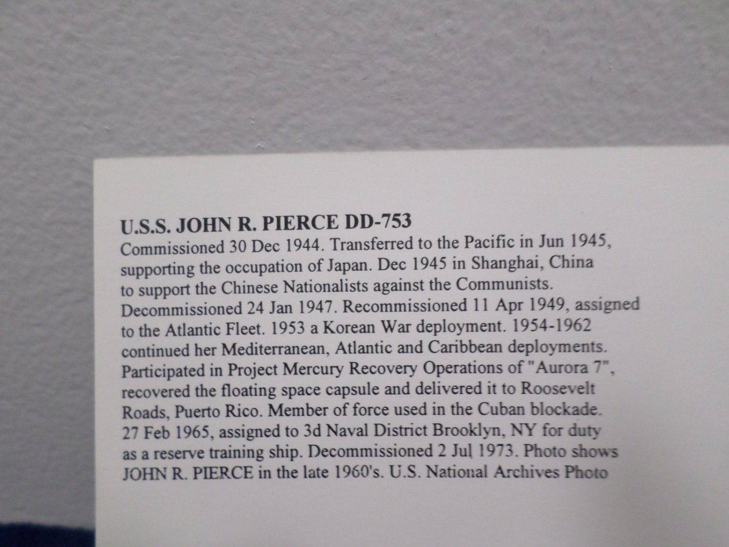 USS John R Pierce DD 753 Battleship Real Photo Postcard Official U.S ...