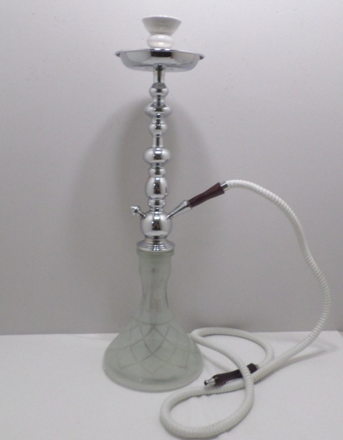 25" Tall Egyptian Style Hookah One Hose clay bowl charcoal tray grommets