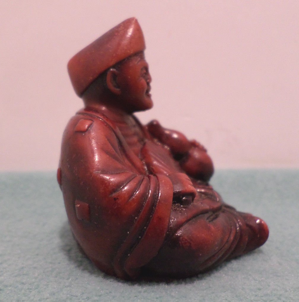 Chinese Man Statue Figurine Red Cinnabar Resin made in China
