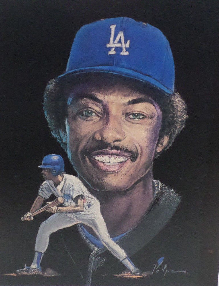 Print of Derrel Thomas Los Angeles Dodgers by Nicholas Volpe