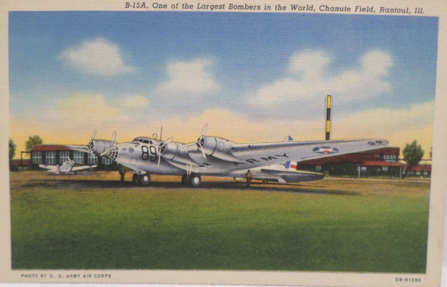 WWII Postcard B-15A One of the Largest Bombers in the World Chanute Field