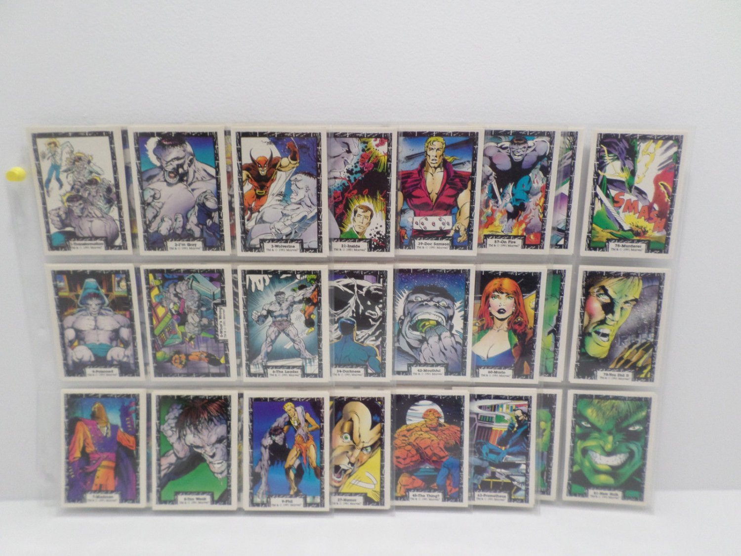 1991 The Incredible Hulk Trading Cards by Marvel 1 - 90 Complete Set
